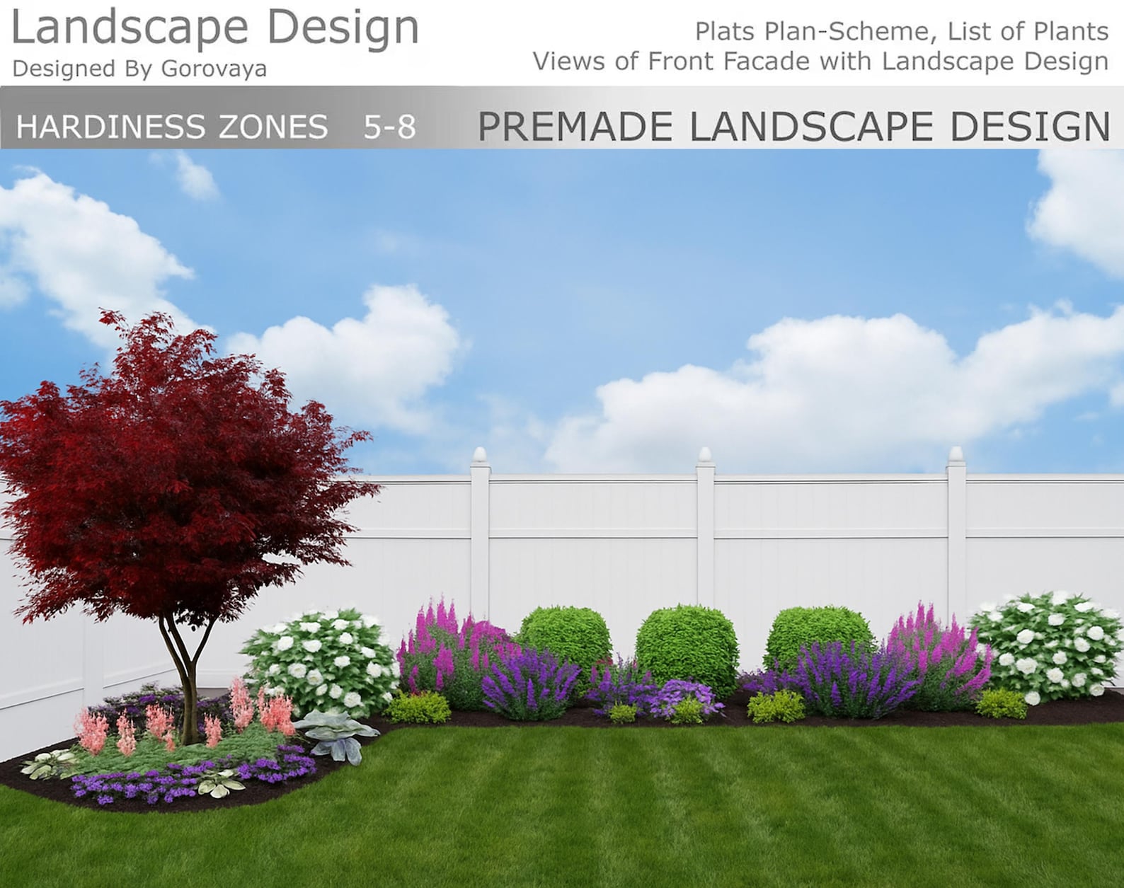 Premade Fence Landscape , Hydrangea Bush Design, Zone 5-8 Landscape Design, Landscaping Privacy ...
