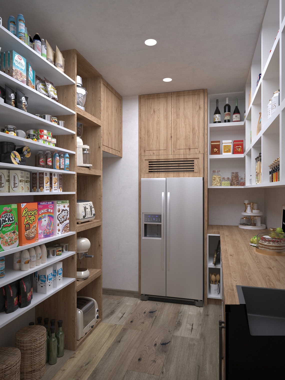 3D Kitchen Pantry Design, Interior Visualization, Pantry Renovation ...
