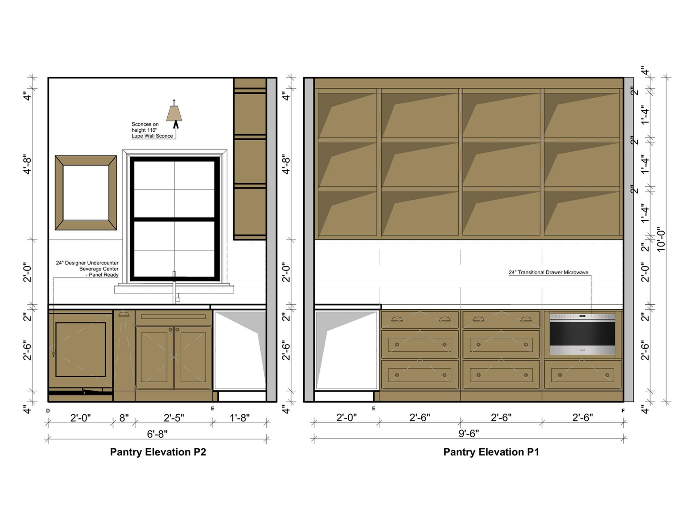 2D Pantry Room, 2D CAD Cabinet Design, Custom Draft, Bespoke Elevations ...