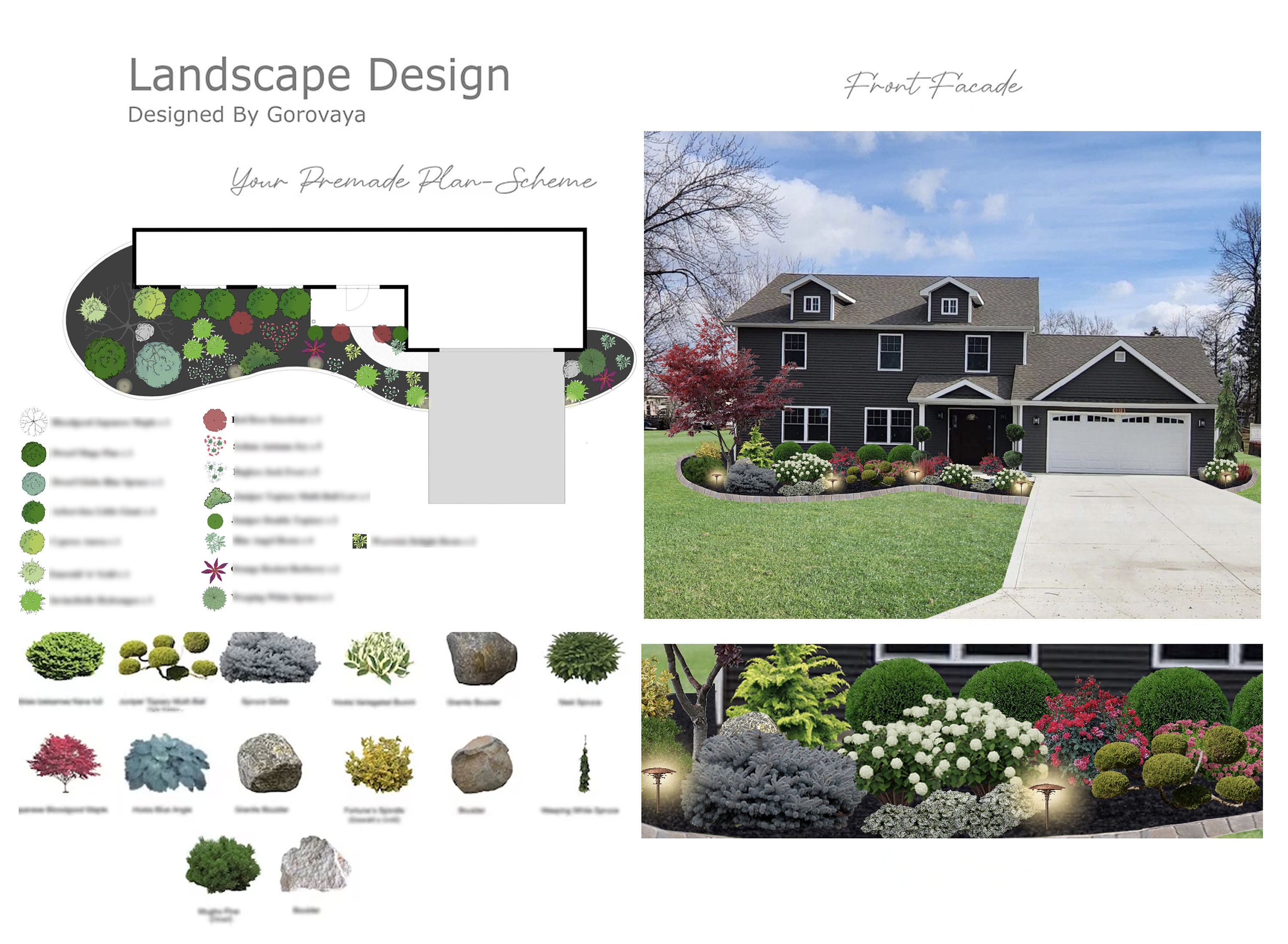 Premade Landscape Design, Landscape Design, Landscape Layout, Plant ...