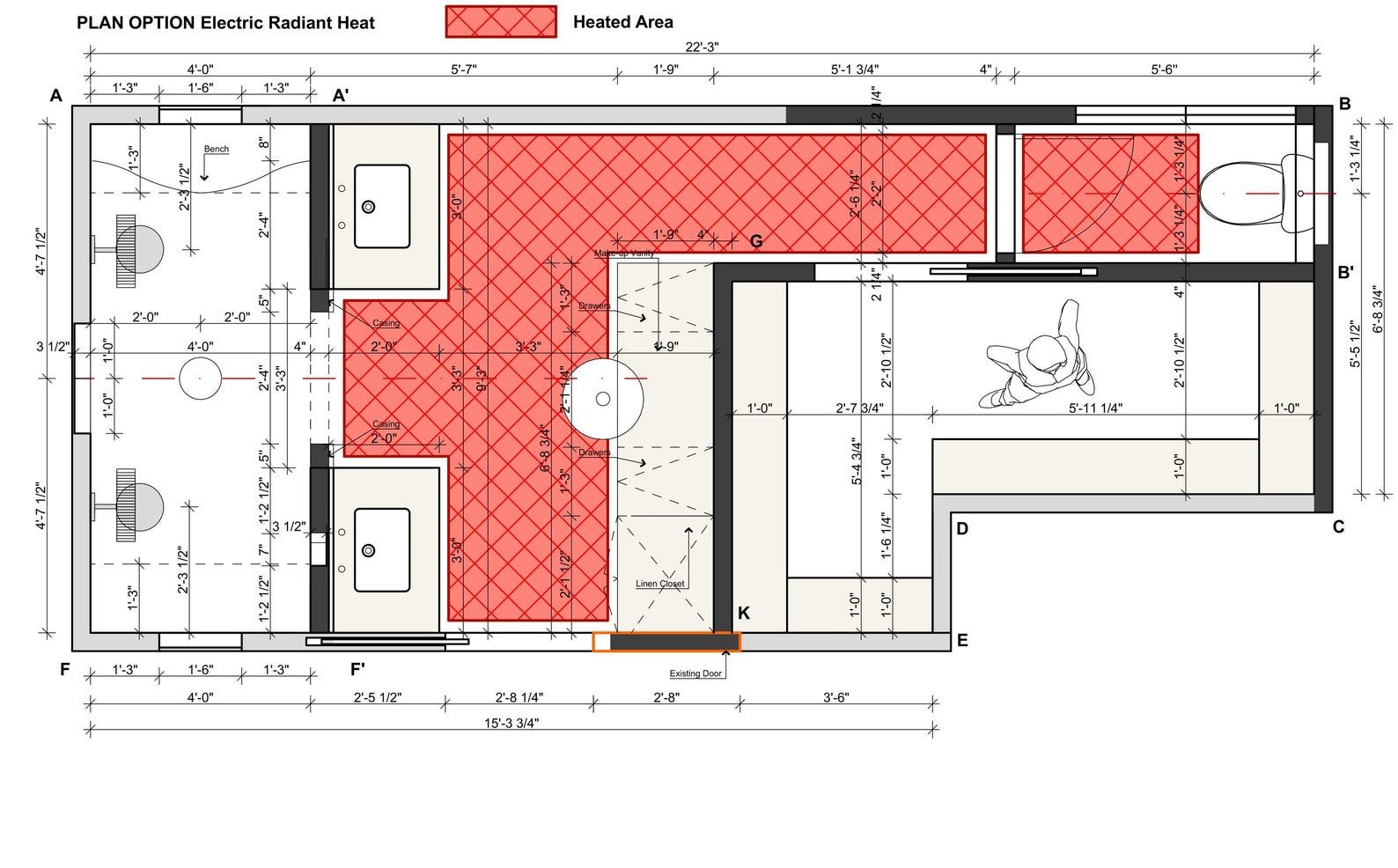 2D BATHROOM Layout Draft Complex, 2D Custom Cabinet Design, Cabinet ...
