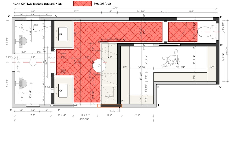 2D BATHROOM Layout Draft Complex, 2D Custom Cabinet Design, Cabinet ...