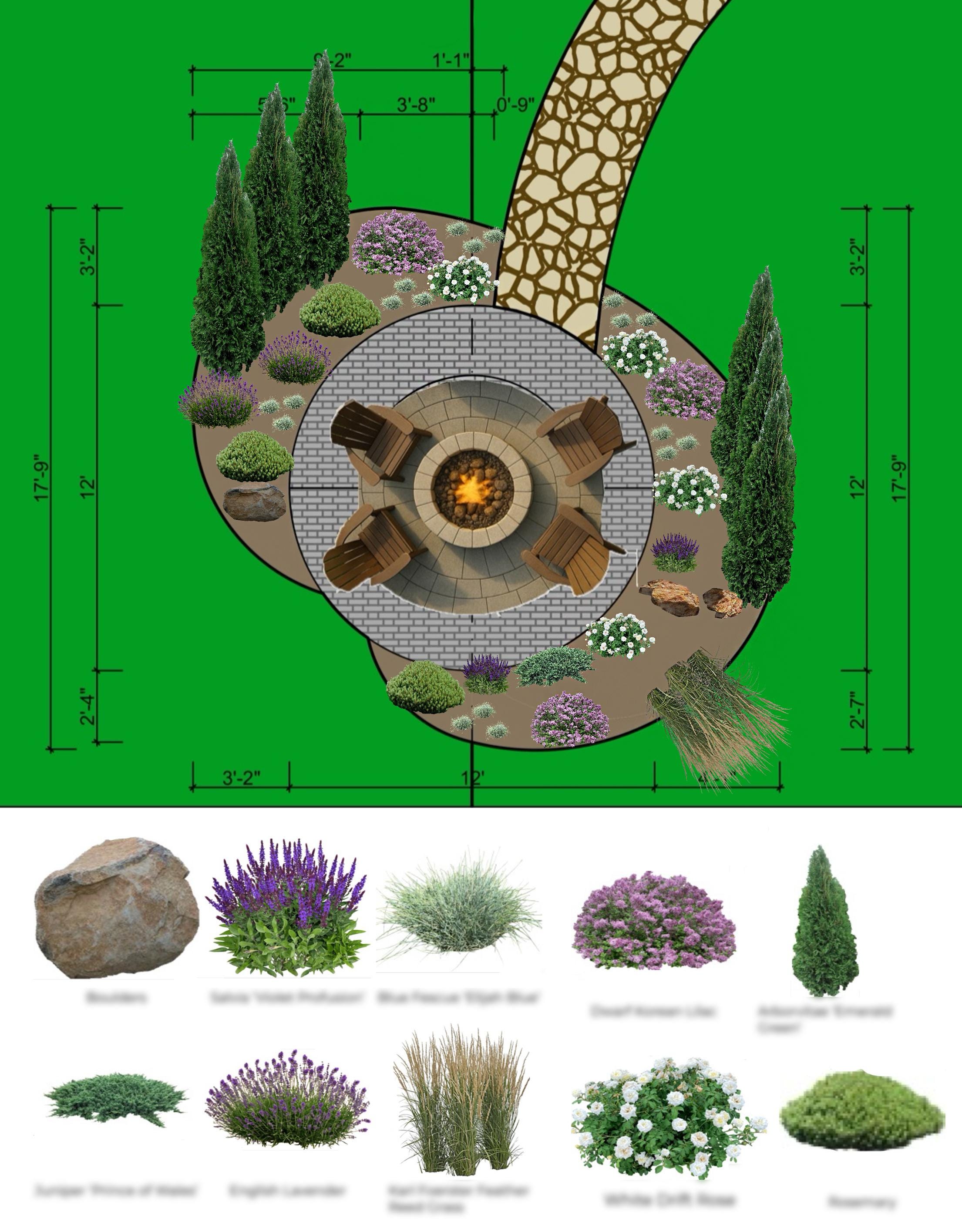 Premade Fire Pit Landscape Design, Zone 4-8 Landscape Design ...