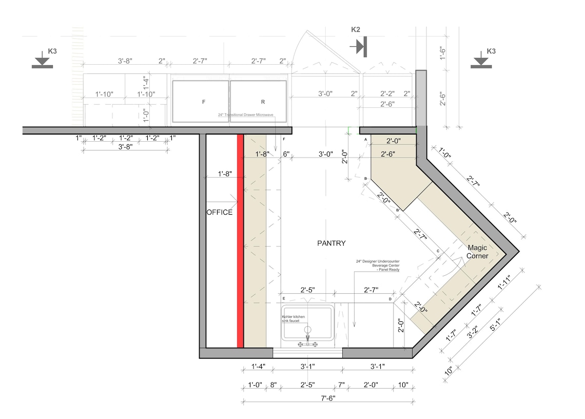 2D Pantry Room, 2D CAD Cabinet Design, Custom Draft, Bespoke Elevations ...