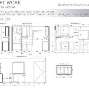 Kitchen Cabinet Layout Draft, 2D Custom Kitchen Design, Cabinet Layout ...