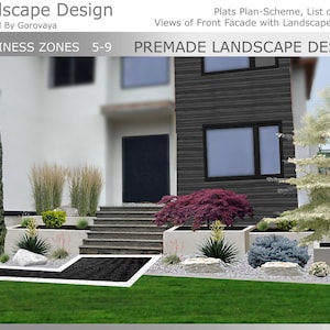 Japanese Maple Front Yard Landscape Design (zones 5–9), Modern ...