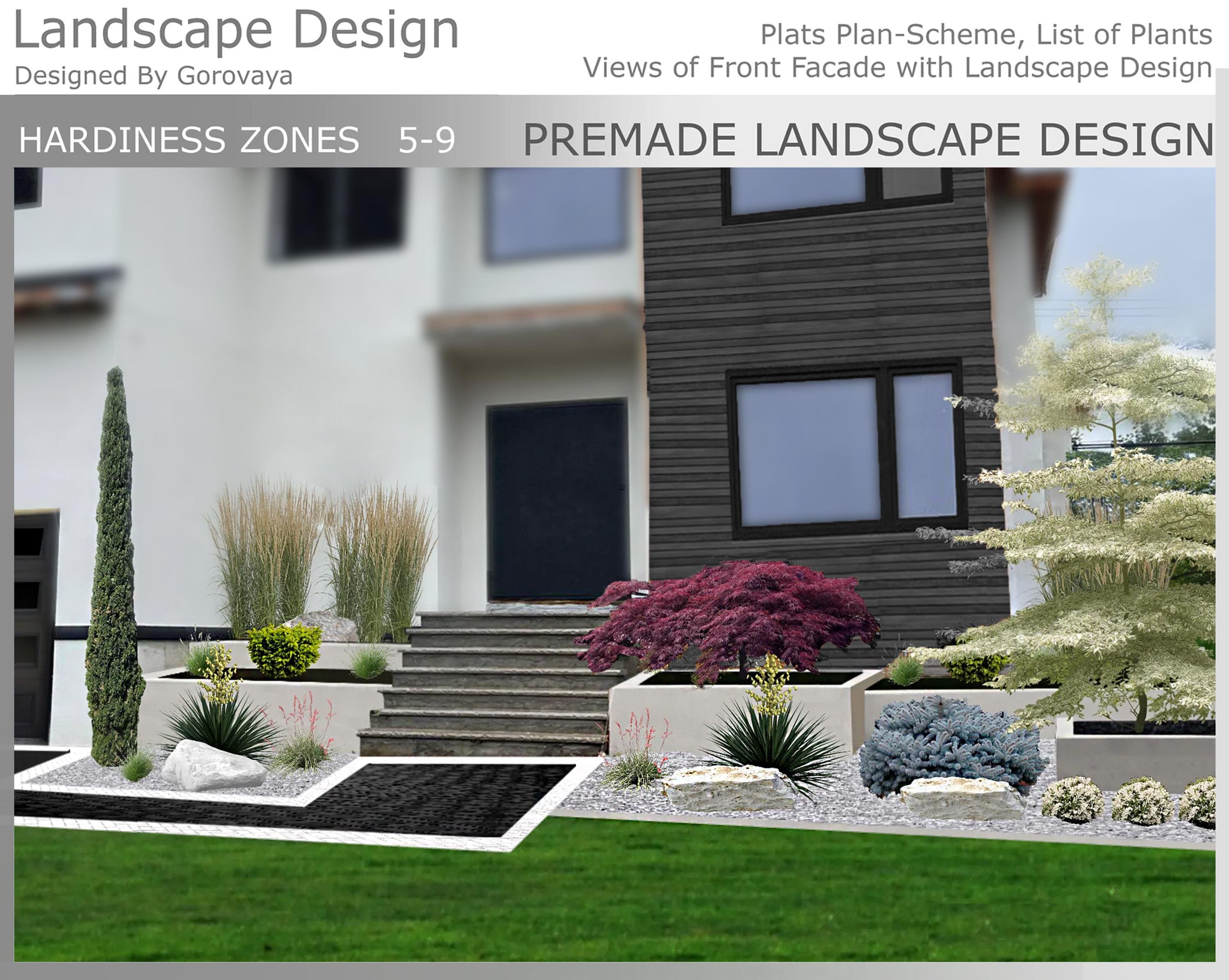Japanese Maple Front Yard Landscape Design (zones 5–9), Modern ...