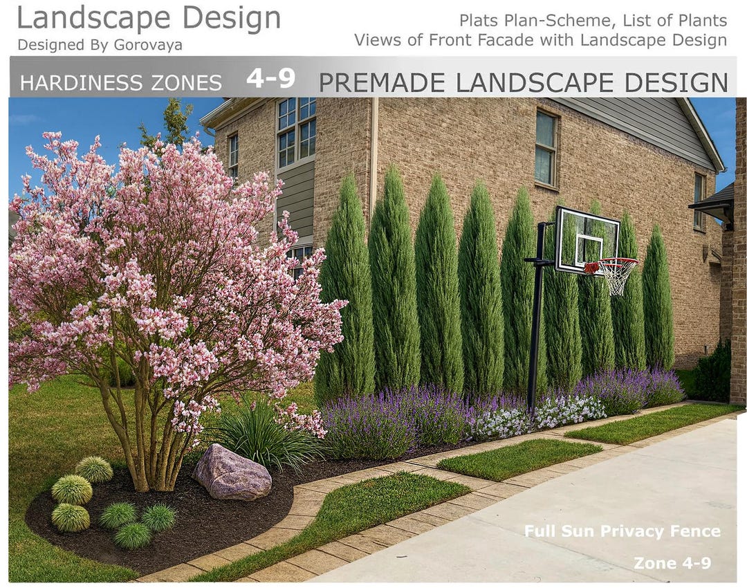 Premade Landscape Design, Zone 4-9 Landscape Design, Landscaping Privacy, Landscape Design ...