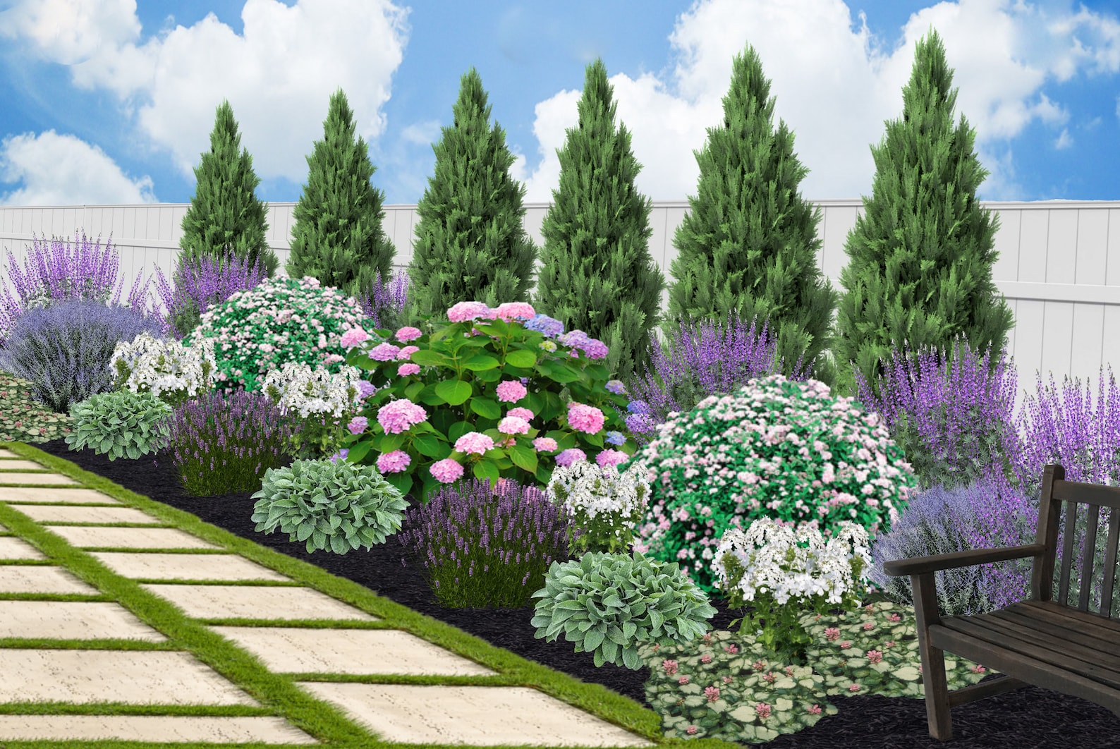 Premade Landscape Design, Landscape Fence Design, Zone 6-8 , Evergreen ...