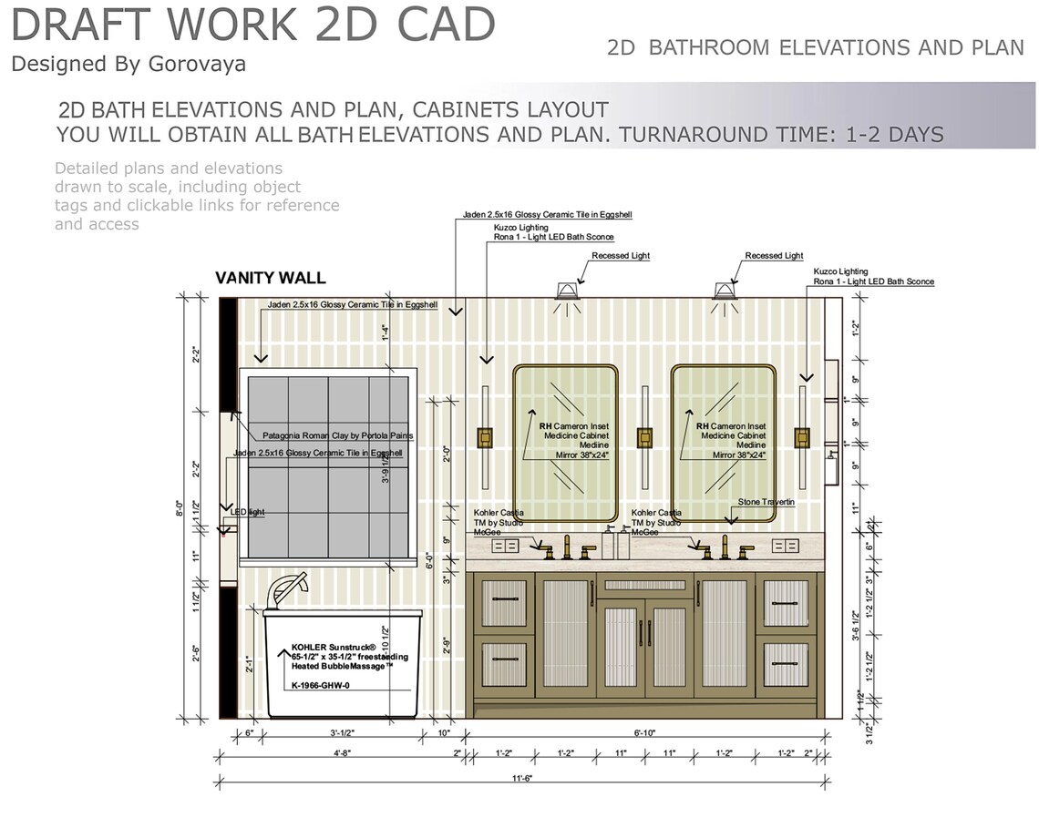 2D Master Bathroom Complex, 2D CAD Cabinet Design, Bathroom Custom ...