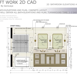 2D Master Bathroom Complex, 2D CAD Cabinet Design, Bathroom Custom ...