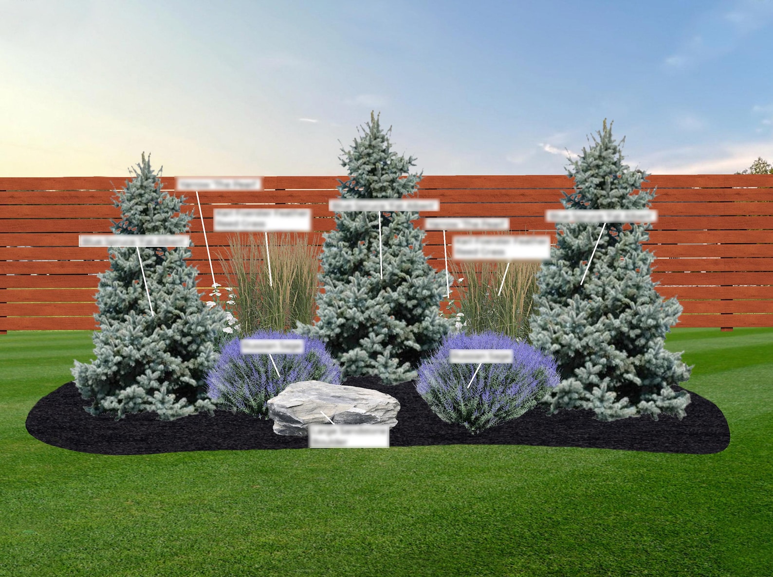 Evergreen Front Yard Landscape Design | Natural Privacy Layout for ...