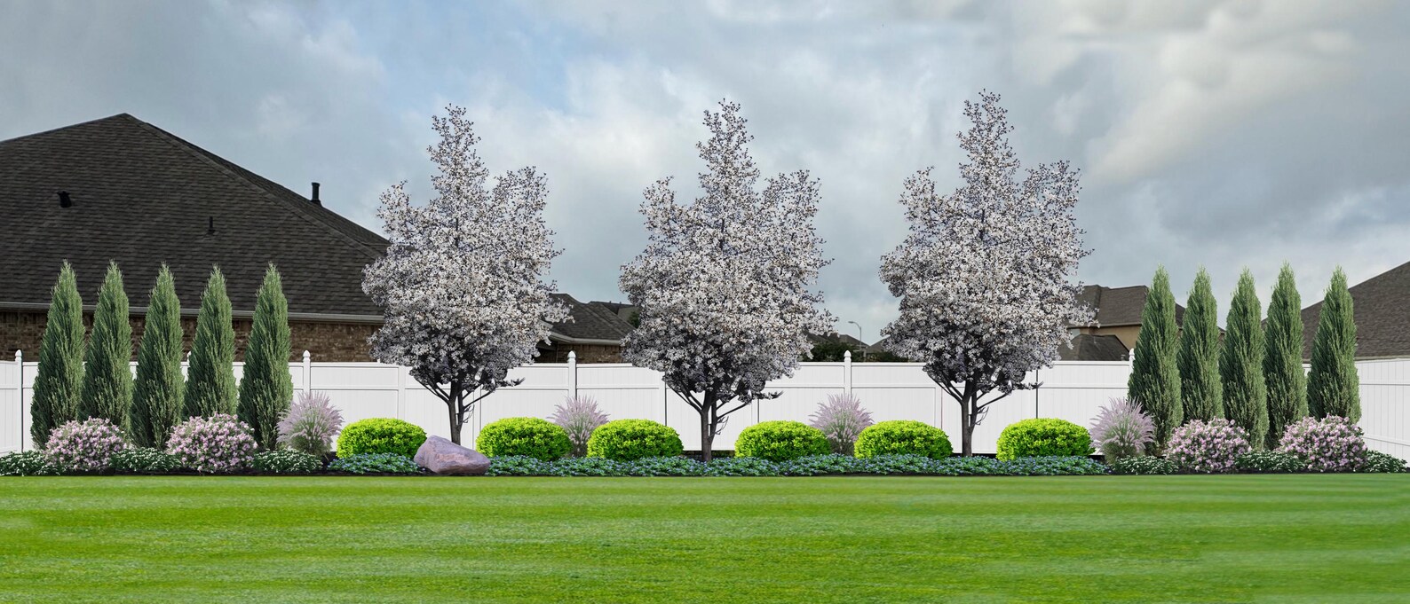 Premade Landscape Design, Zone 8-9 Landscape Design, Landscaping Privacy Wall Landscape Idea ...