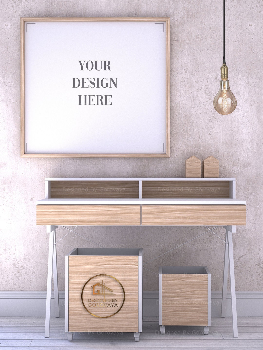 Interior Mockup, Wood Frame Mockup, Desk Mockup, Study Desk Mockup ...