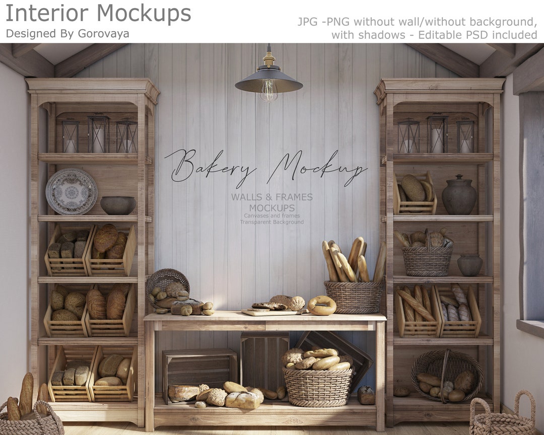Interior Mockup, Farmhouse Bakery Mockup, Rustic Country Kitchen ...