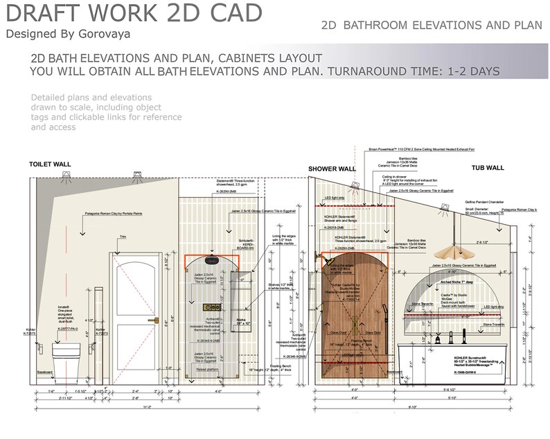2D Master Bathroom Complex, 2D CAD Cabinet Design, Bathroom Custom ...