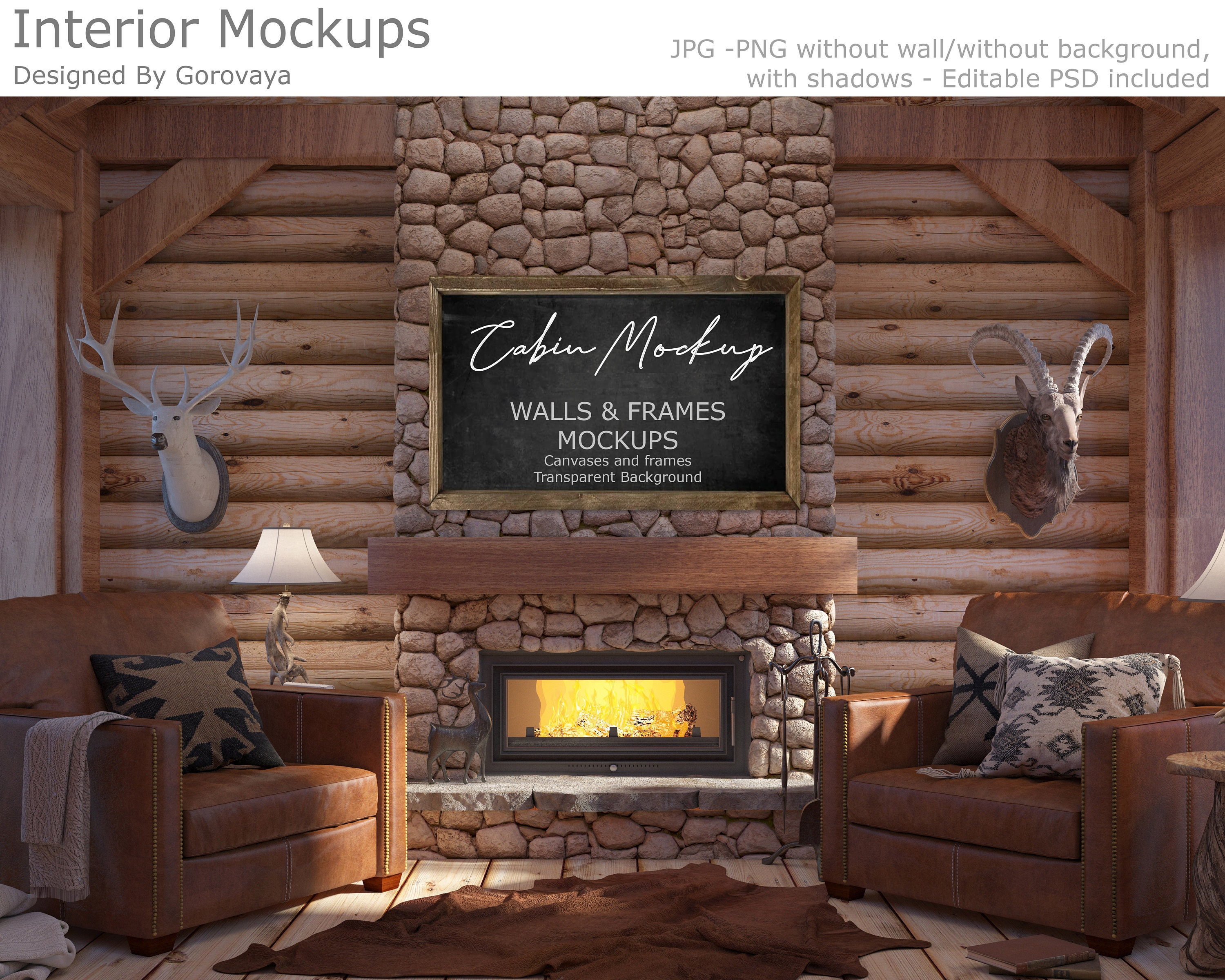 Interior Mockup, Fireplace Mockup, Livingroom Mockup, American Ranch ...