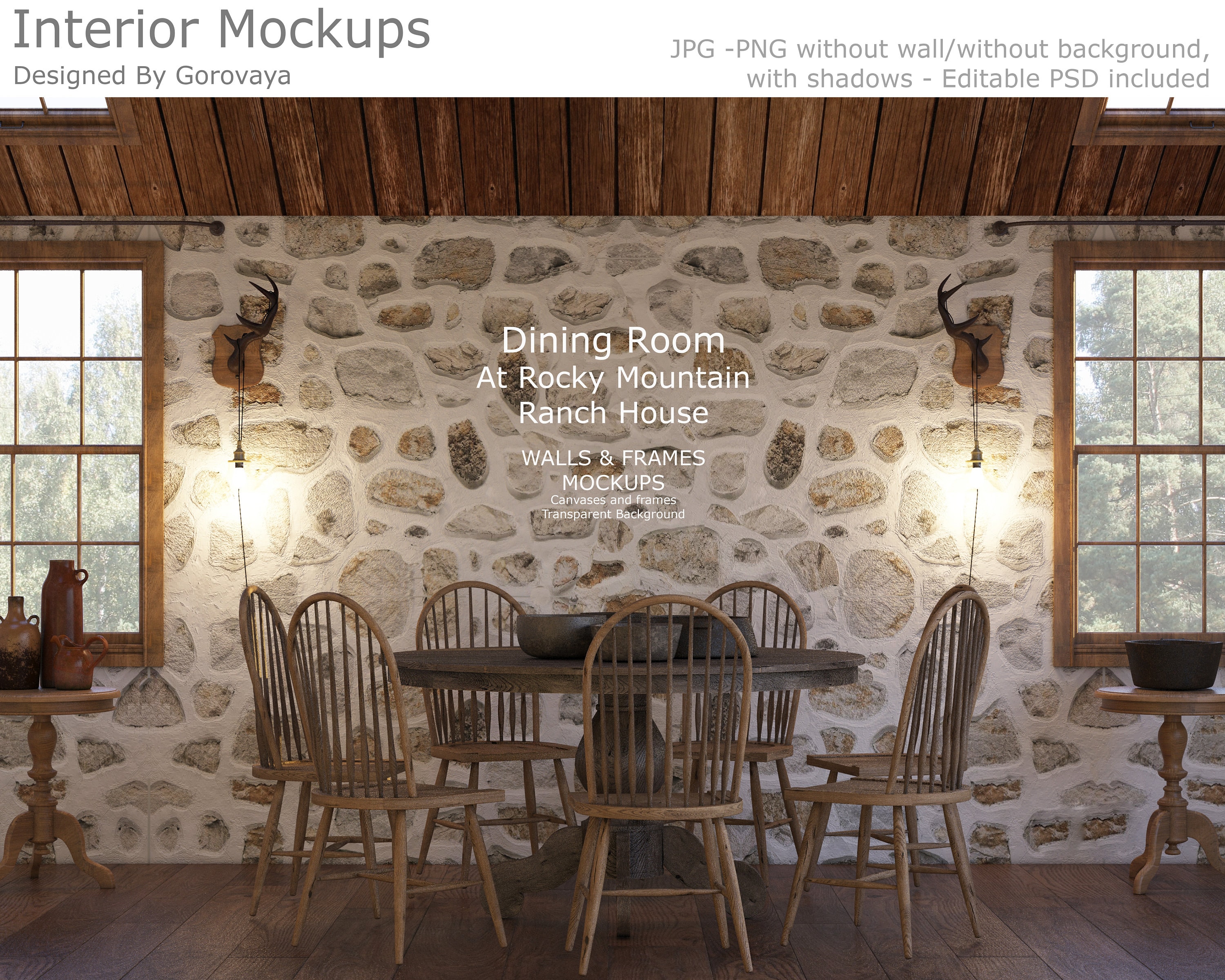 Wall Decor Home Decor Interior Mockup Western Ranch Mockup Country ...