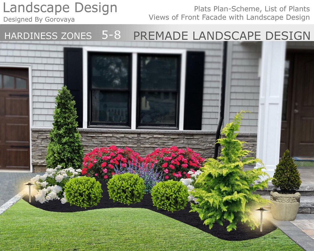 Premade Landscape Design, Landscape Garden Bed, Zone 5-8, Landscape ...