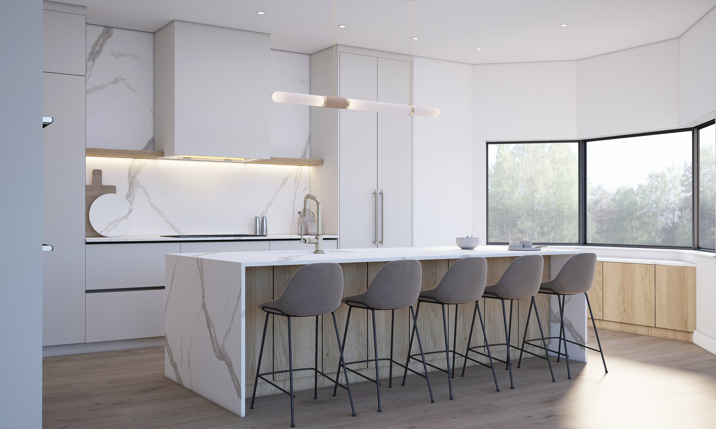 3D Kitchen Design, Modern Kitchen, Interior Visualization, Kitchen ...