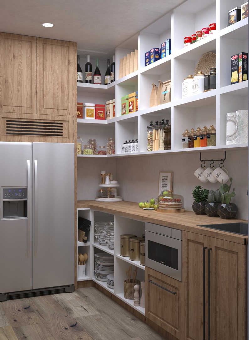 3D Kitchen Pantry Design, Interior Visualization, Pantry Renovation ...
