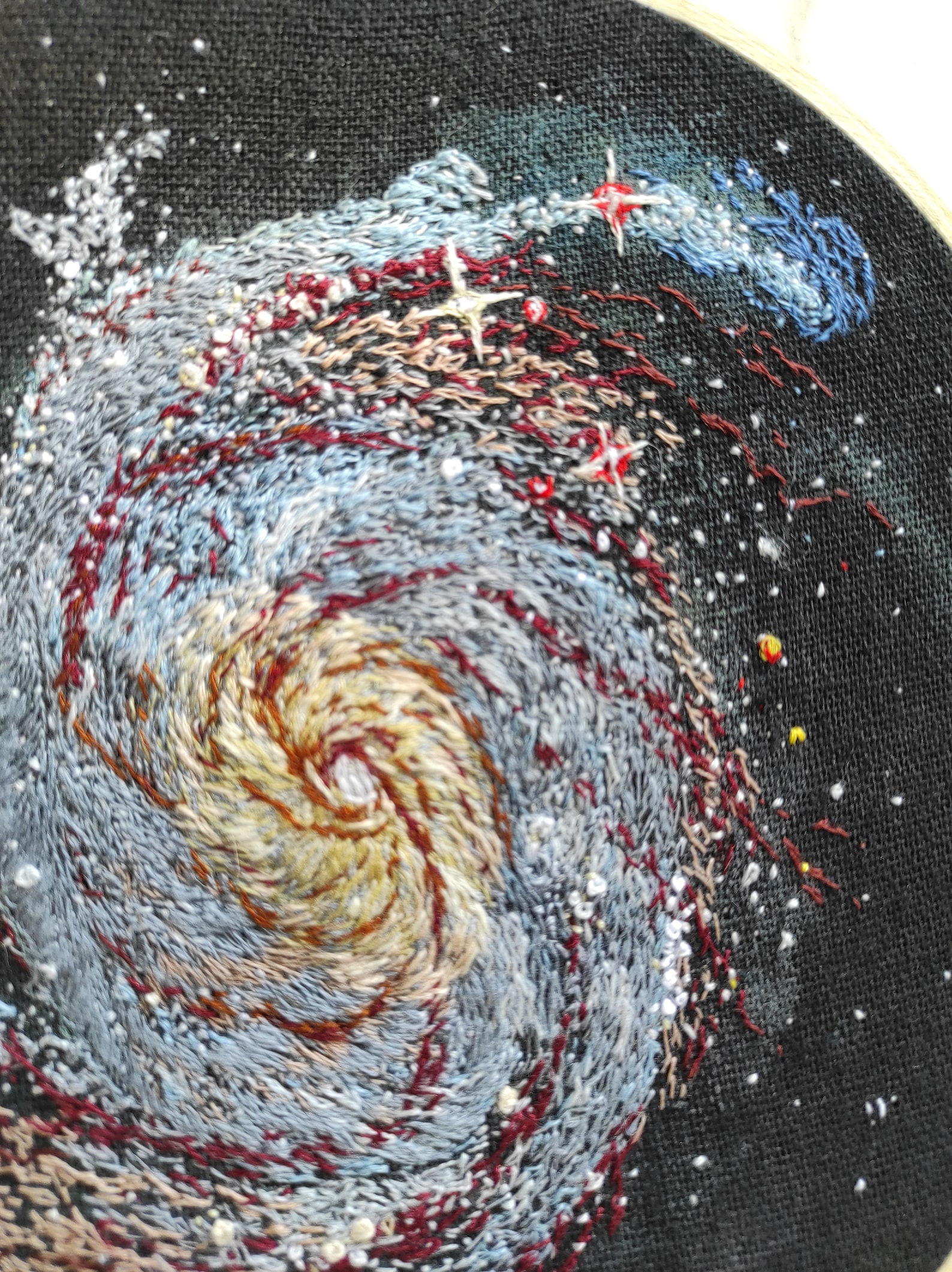 Space Galaxy Hand Embroidery, Wall Art Hoop, Galaxy NGC1672, Telescope ...