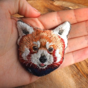Red Panda Pin Brooch Hand Embroidey Pin, Cute Red Panda Jewellery, Red ...