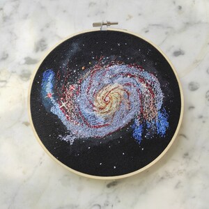 Space Galaxy Hand Embroidery, Wall Art Hoop, Galaxy NGC1672, Telescope ...