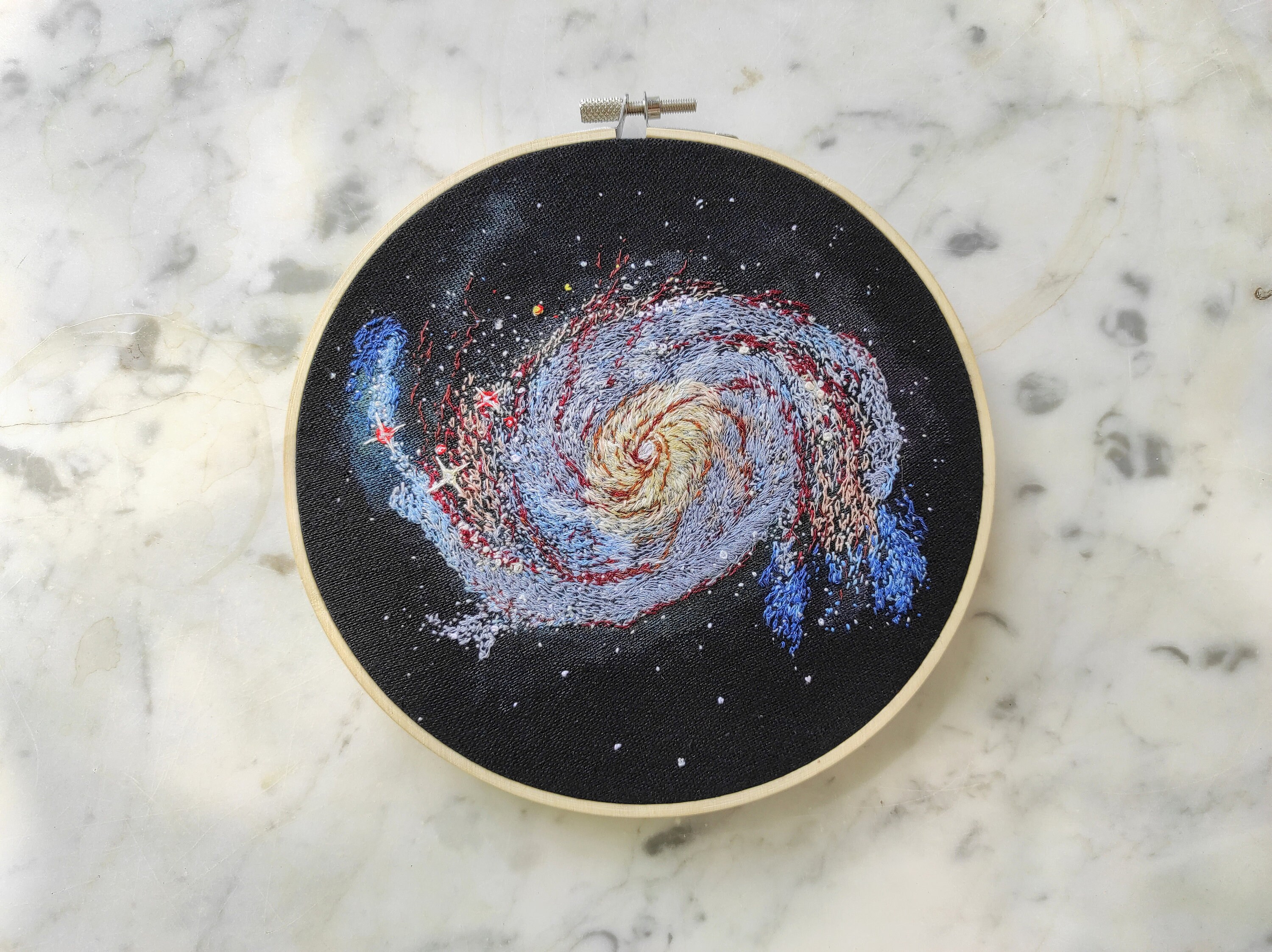Space Galaxy Hand Embroidery, Wall Art Hoop, Galaxy NGC1672, Telescope ...