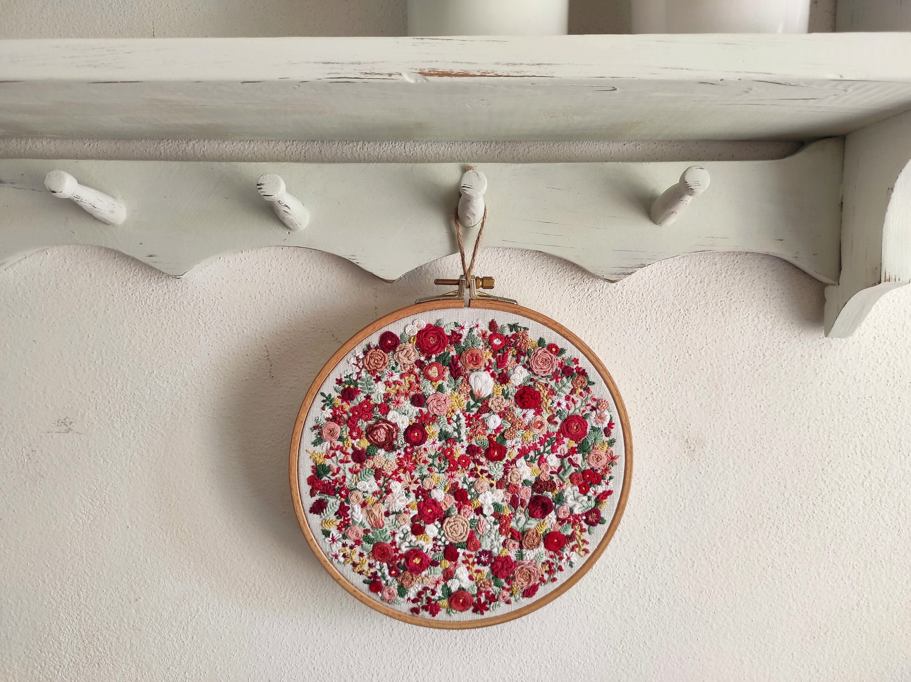 Floral Wall Hanging Hand Embroidered Art, Flower Embroidery, 3D ...