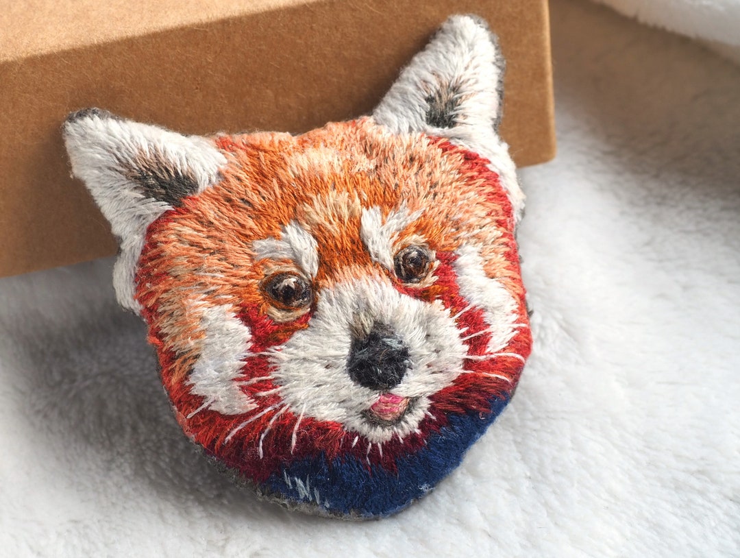 Red Panda Pin Brooch Hand Embroidey Pin, Cute Red Panda Jewellery, Red ...