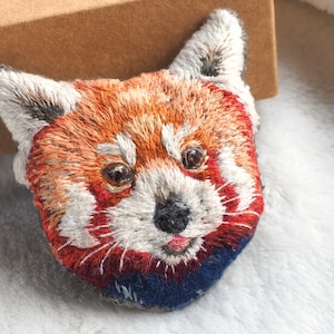 Red Panda Pin Brooch Hand Embroidey Pin, Cute Red Panda Jewellery, Red ...
