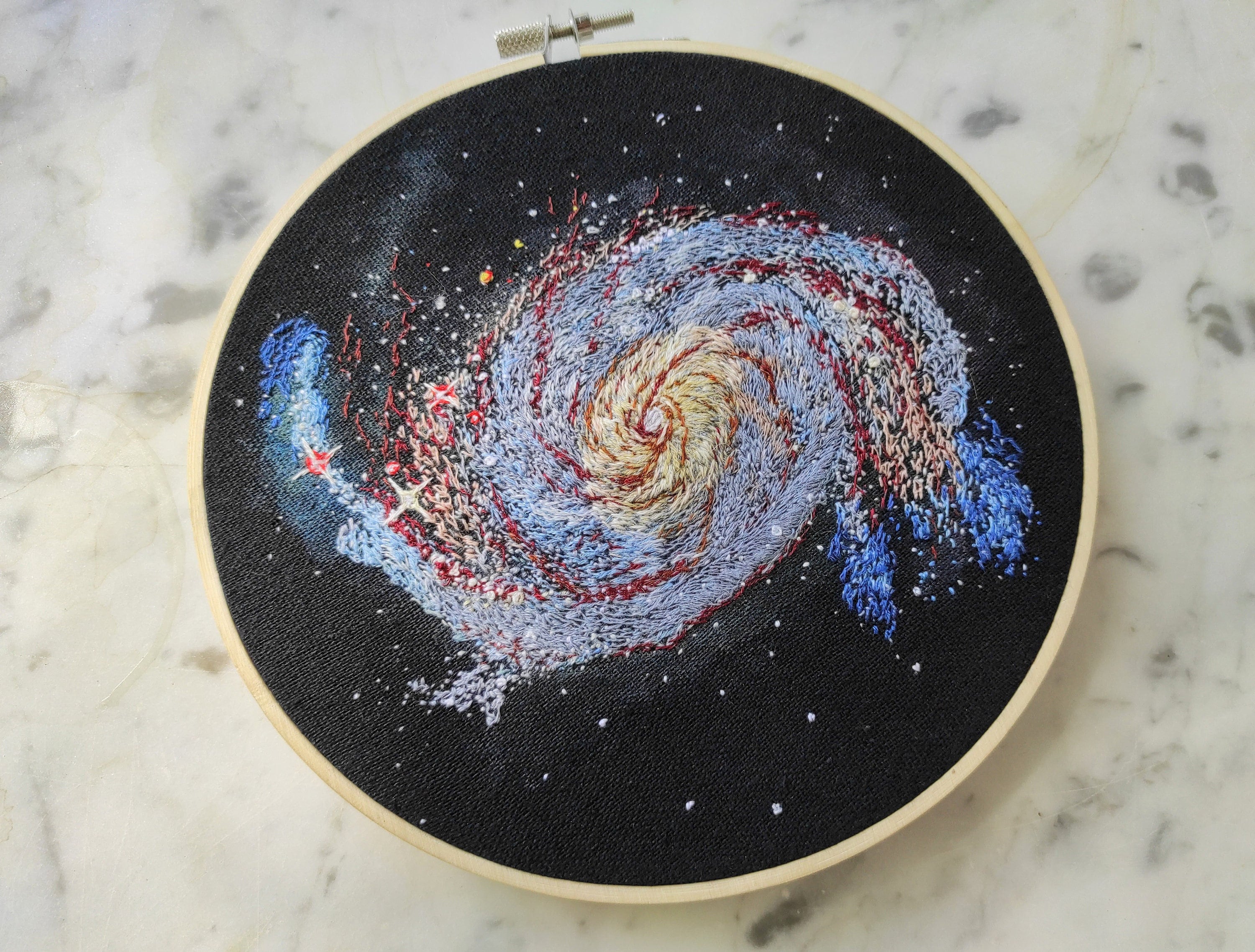Space Galaxy Hand Embroidery, Wall Art Hoop, Galaxy NGC1672, Telescope ...