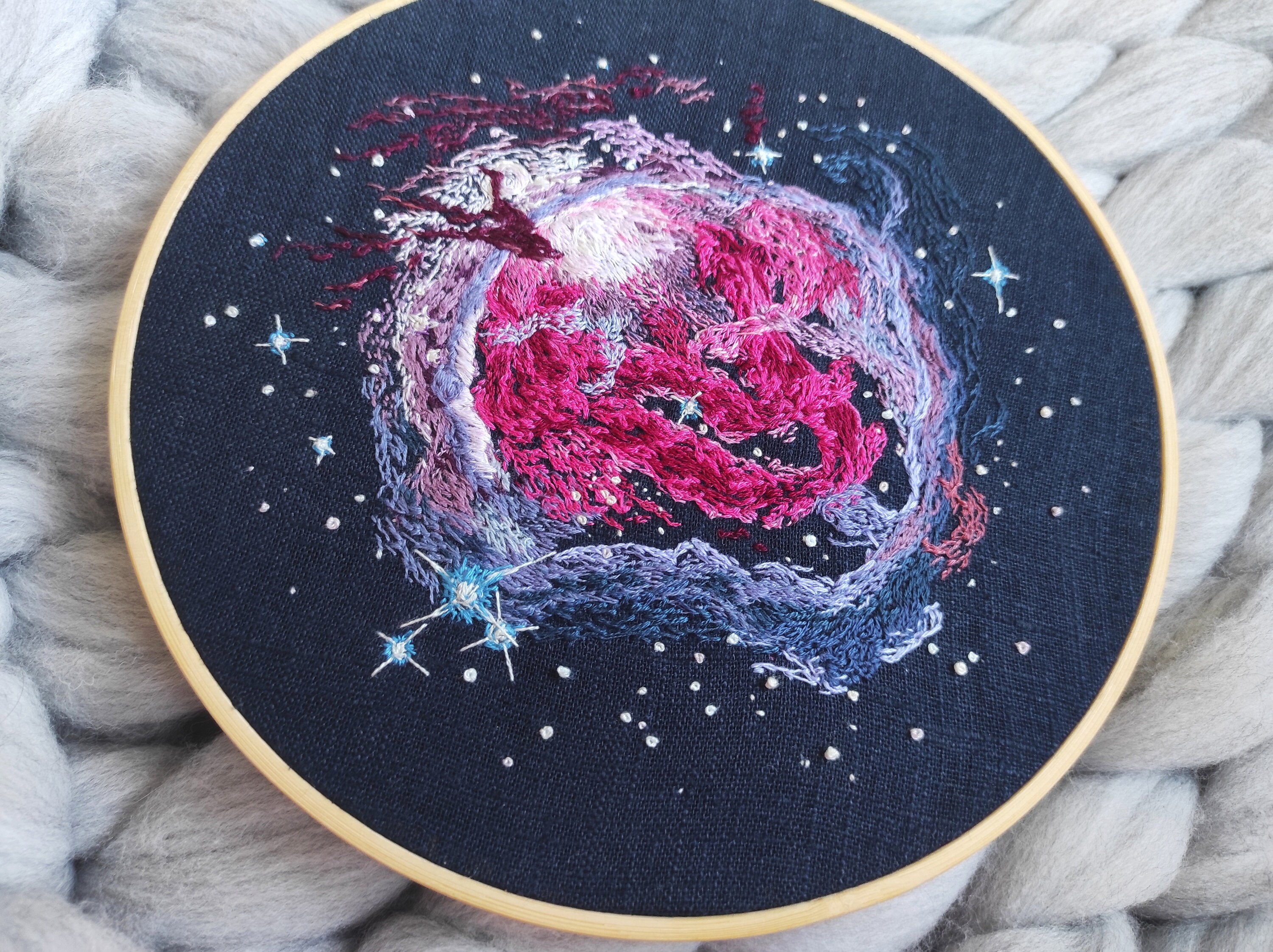 Orion Nebula Embroidered Art Wall Hanging, Space Wall Art Hoop, Unique ...