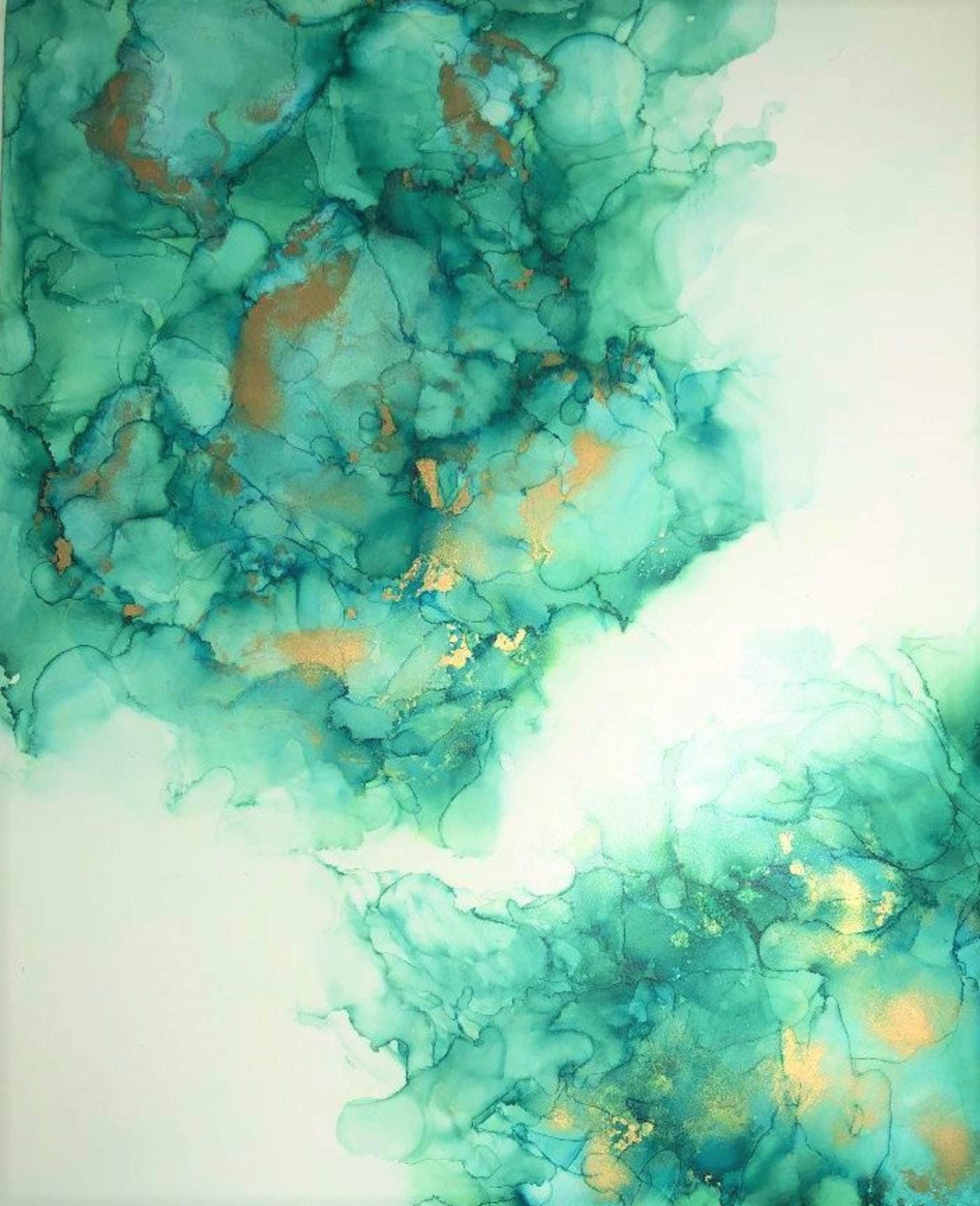 CHOOSE to GO GREEN Original Alcohol Ink Abstract, Alcohol Ink Art, Gold ...