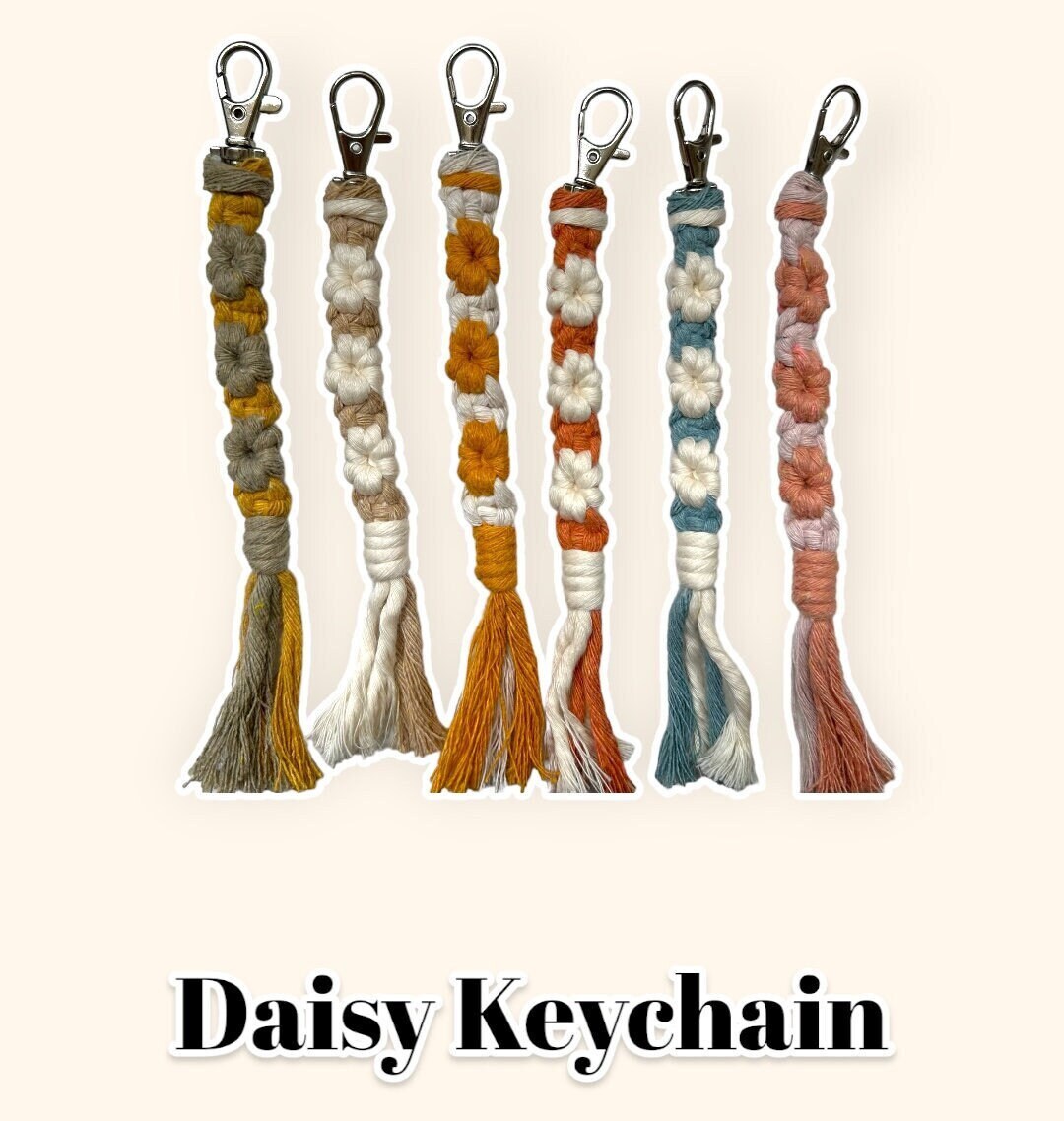 Daisy Macrame Keychain: Personalized Colors - Etsy