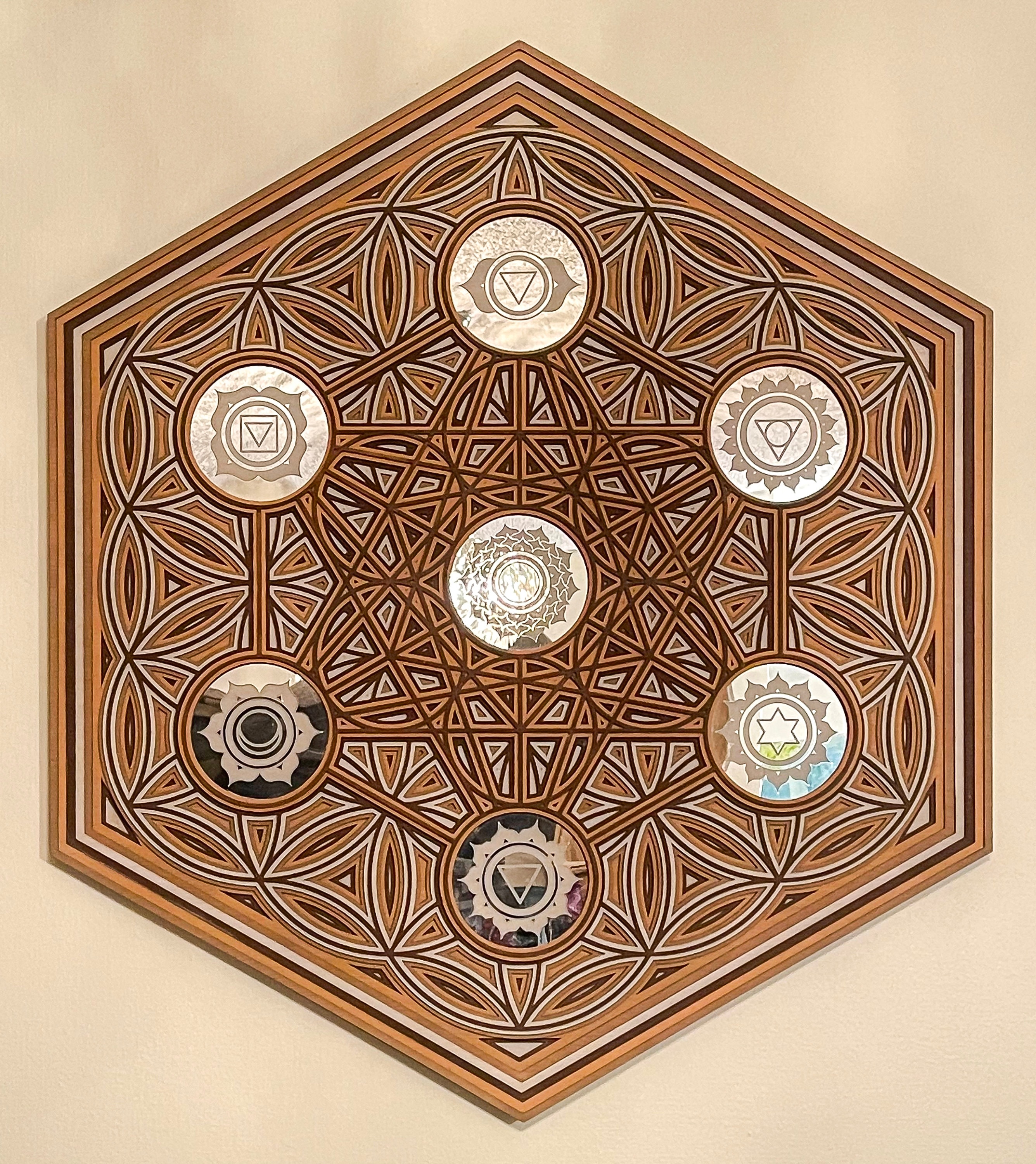 Flower of Metatron - Laser Cut Wood Layered Hexagon Wall Art With ...