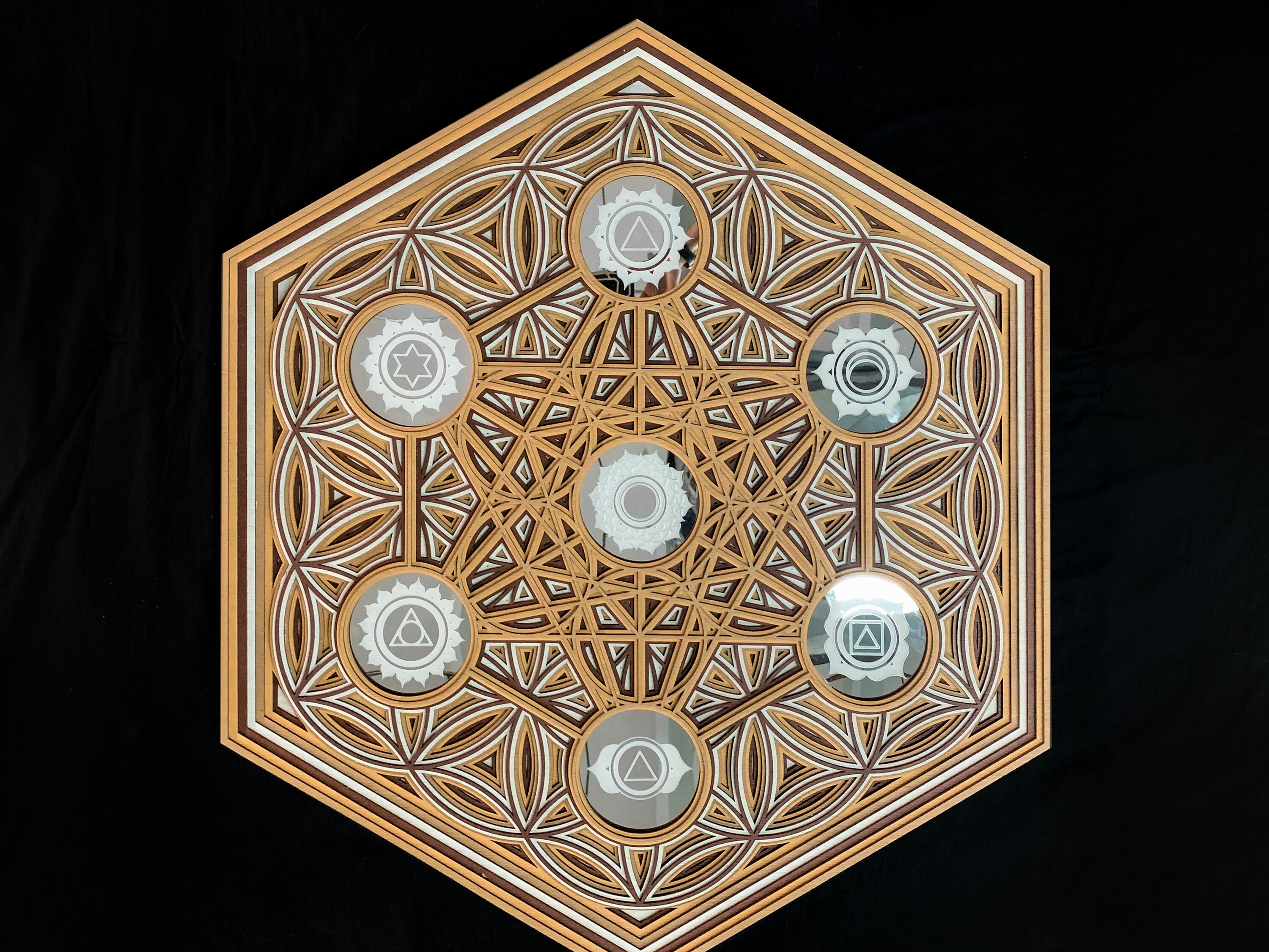 Flower of Metatron - Laser Cut Wood Layered Hexagon Wall Art With ...