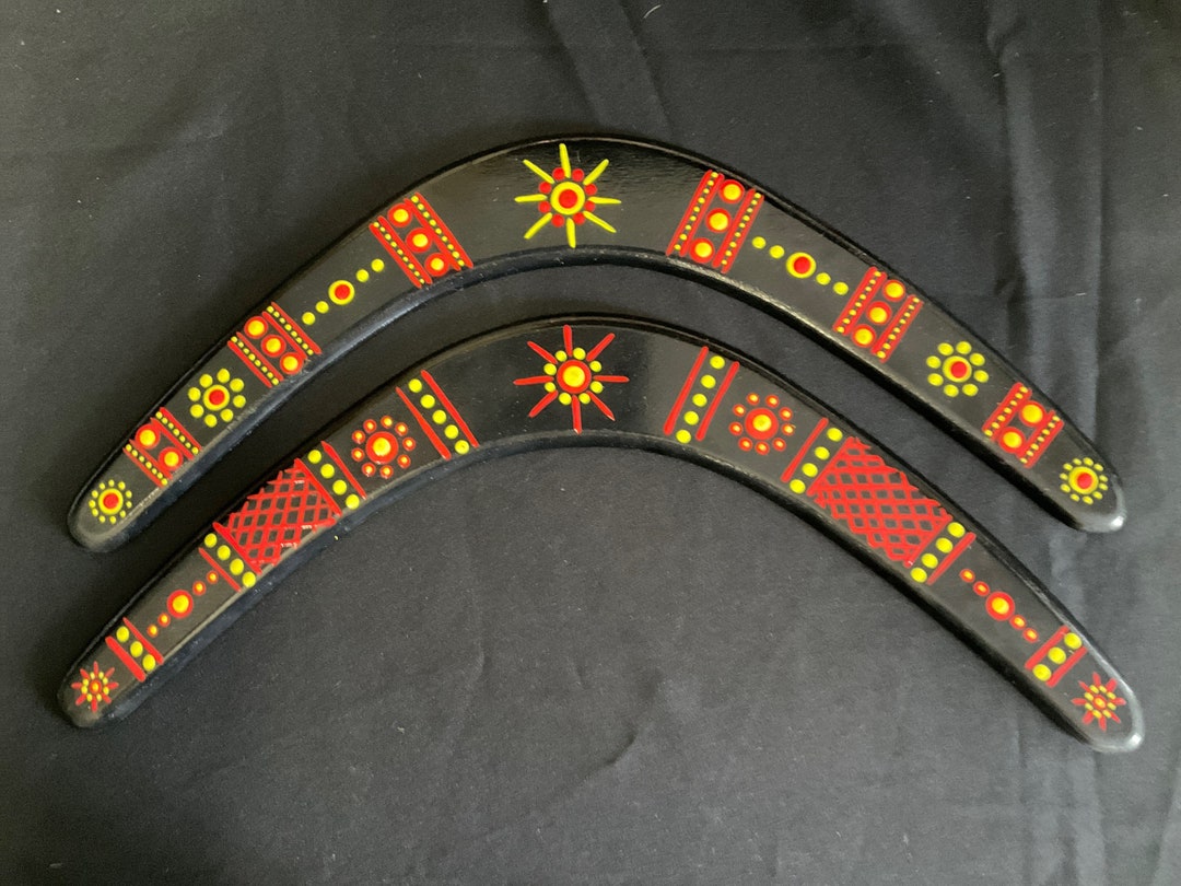 2 X Hand Painted Wiradjuri Artist Large Boomerangs 42cm - Etsy