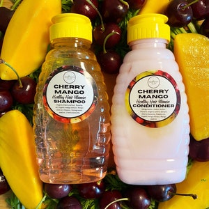 Cherry Mango Natural Shampoo Conditioner Set for Healthy Hair 16 Ounces ...