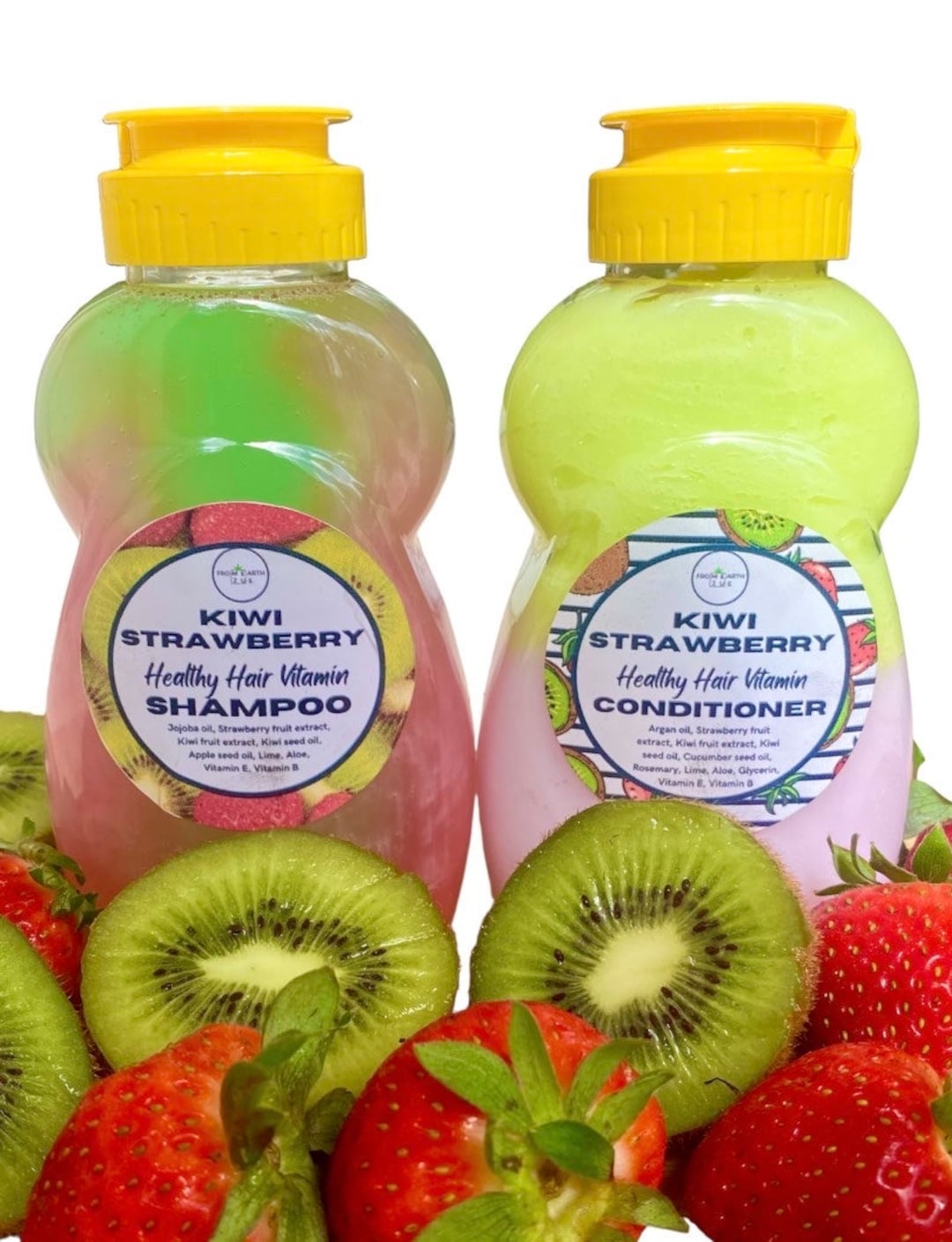 Strawberry & Kiwi Natural Shampoo Conditioner Set for Healthy Hair 16 ...