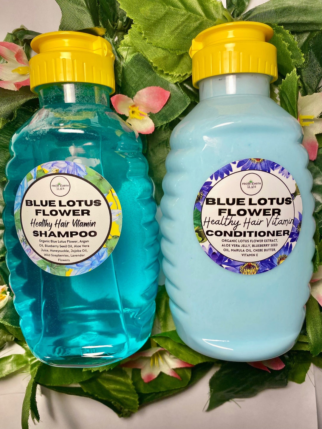 Blue Lotus Flower Natural Vegan Shampoo Conditioner Set for Healthy ...