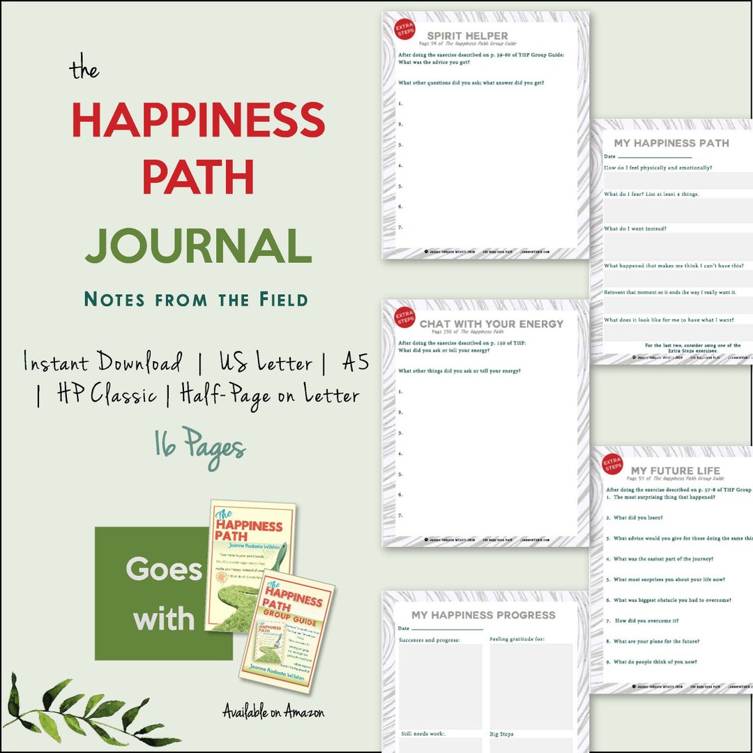 The Happiness Path Journal Printable Pages and Covers. A5, Half-page on ...