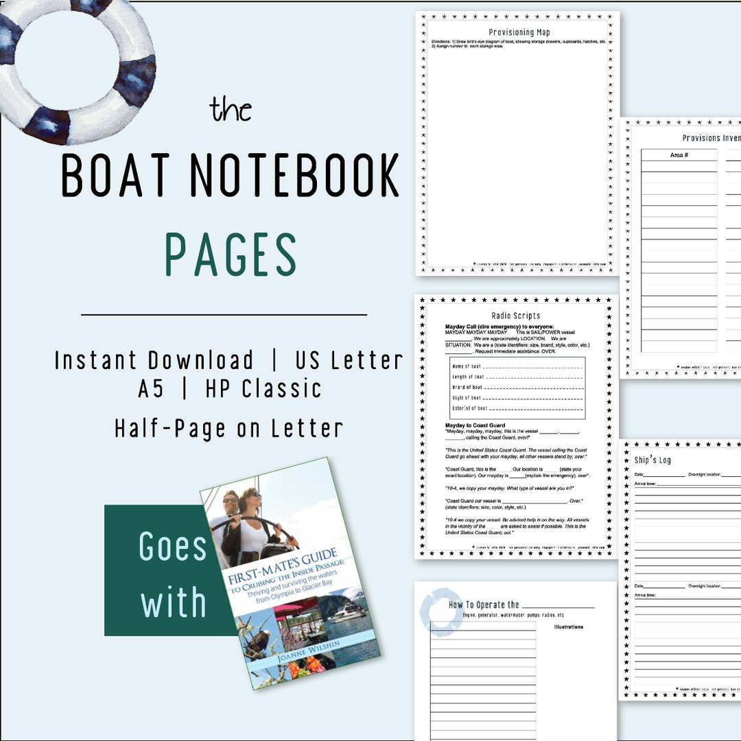 The Boat Notebook Pages. Printable Pdfs. A5, Half-page on Letter, Happy ...