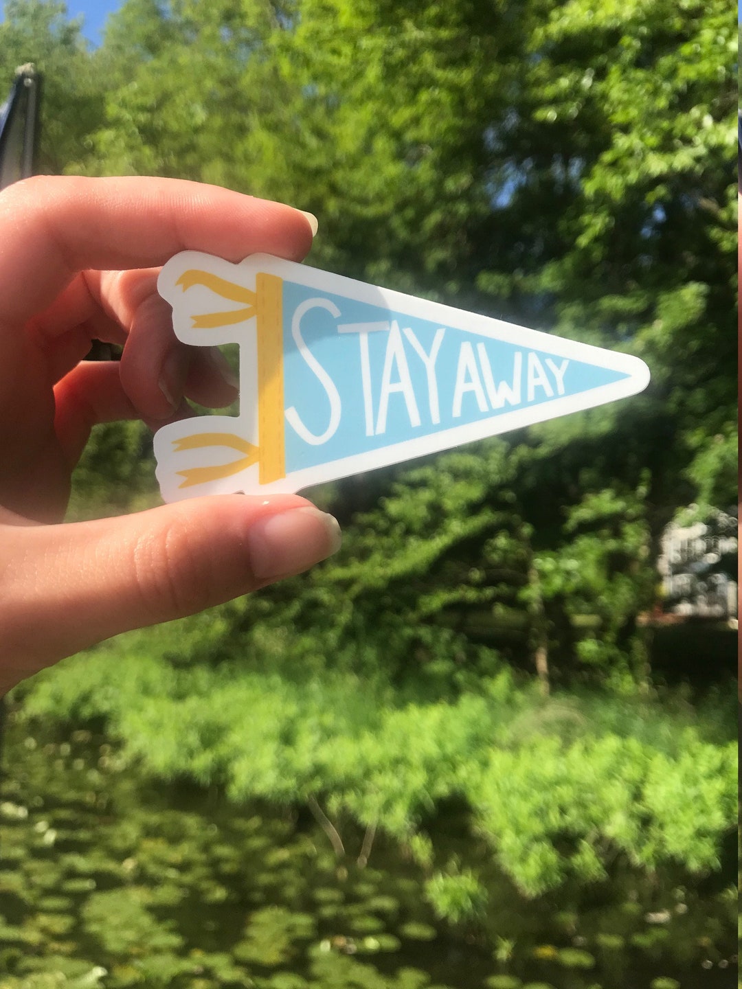 Social Distance Stay Away Flag Sticker | Quarantine Six Feet ...