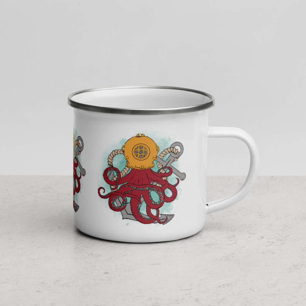Diver Octopus Anchor Mug Diver Helmet Coffee Mug Antique - Etsy