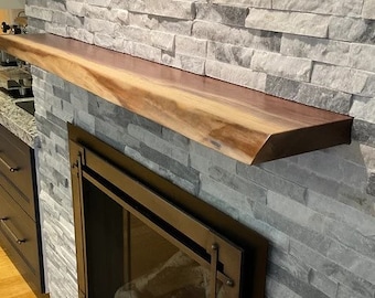 Live Edge Walnut Fireplace Mantel 50 X 8-1/2 X 2-1/4 // Black Walnut ...