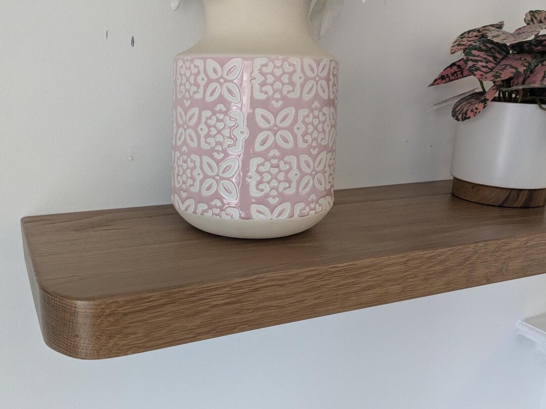 White Oak Rounded Corner Floating Shelf Wall Mounting for Kitchen - Etsy