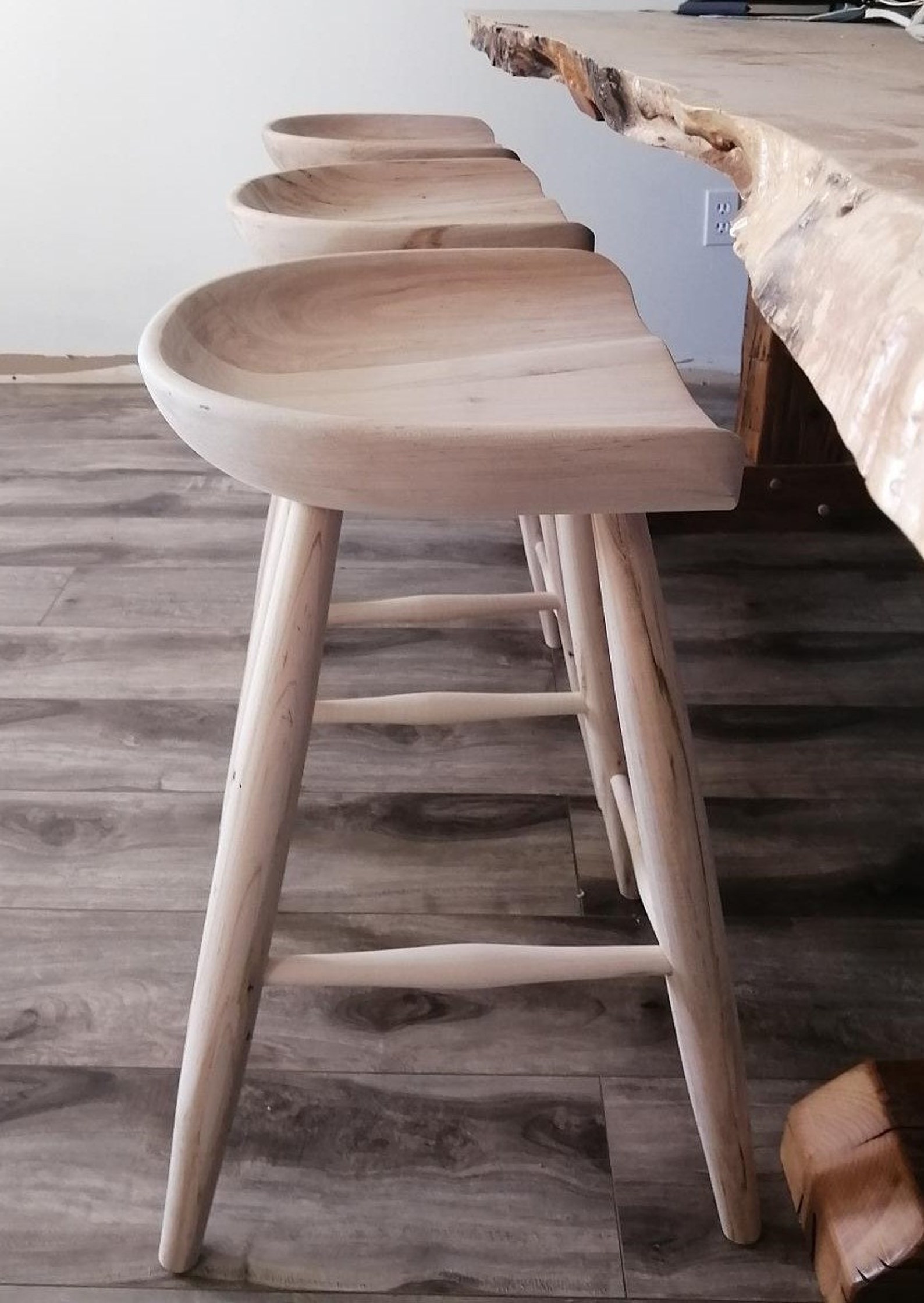 Fully Assembled Solid Maple Wood Tractor Seat Bar Stools - Etsy