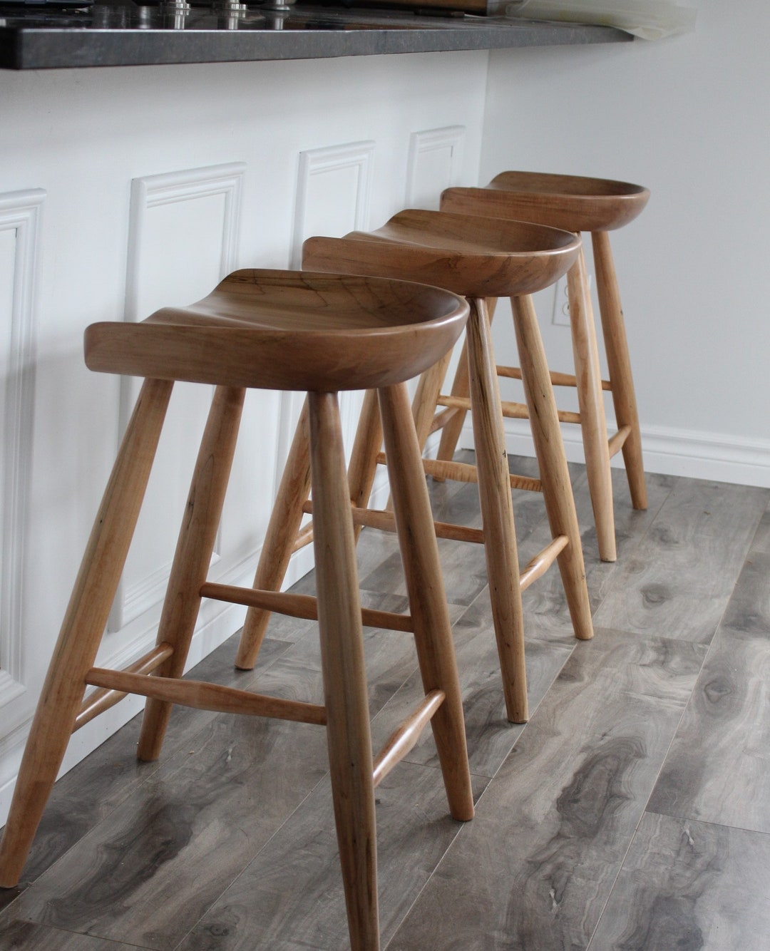 Solid Maple Wood Tractor Seat Counter Bar Stool for Kitchen Island With ...
